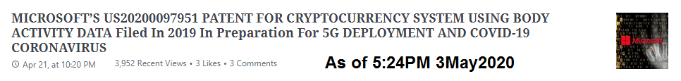 BILL GATES’ MICROSOFT’S 20200097951 US PATENT WO/2020/060606 PATENT FOR ...